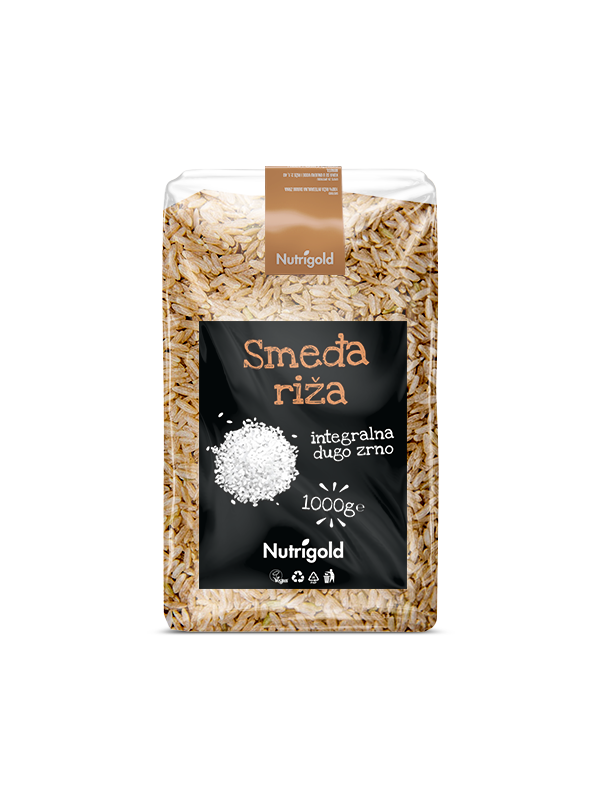 Nutrigold Smeđa Riža Dugog Zrna | 1000g | Tvornica Zdrave Hrane
