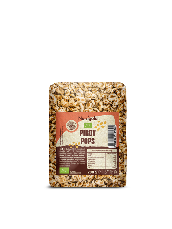 Nutrigold Pirini Napihnjenci - Ekološki 200g | Tovarna Zdrave Hrane